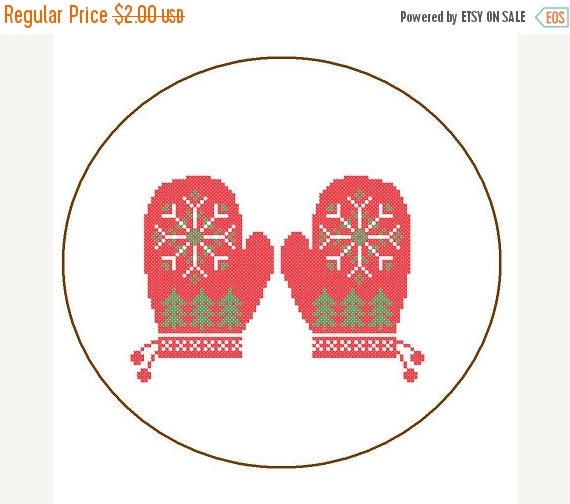 CHRISTMAS NEW YEAR Sale Mittens Cross Stitch by ZindagiDesigns