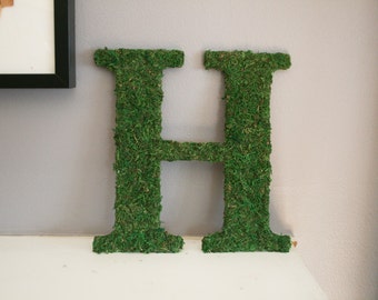 10 Moss Monogram Letter Art Moss Covered Initial by CellarWindow