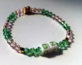 Items similar to Delta Zeta~ DZ ~Green & Pink Swarovski Crystal Stretch ...
