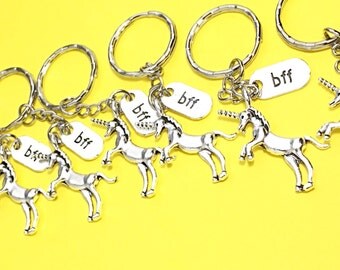 3 Best Friends Forever Keychains 3 BFF Key Rings Heart