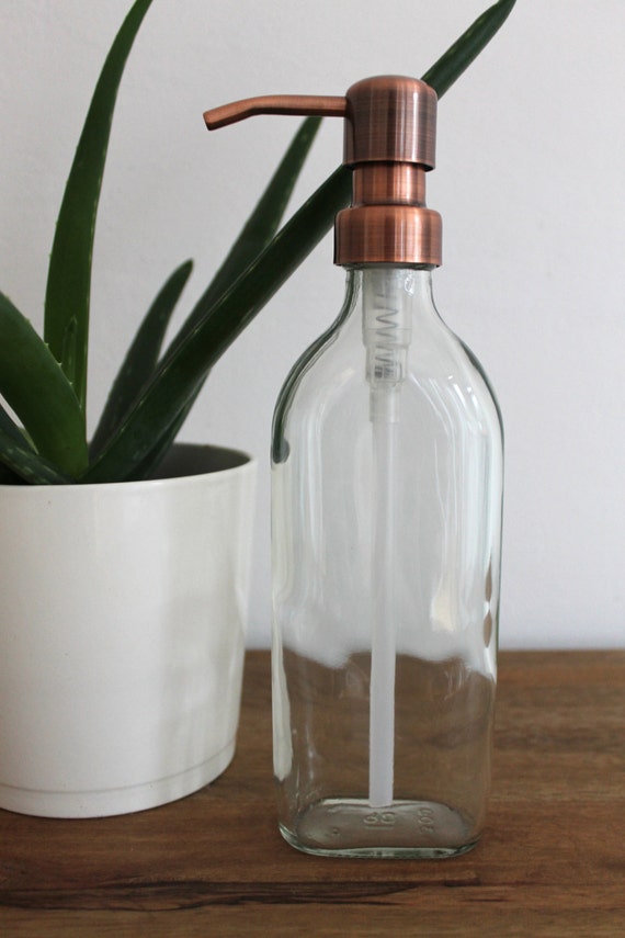 Tall Clear Glass Soap Dispenser Bottle With Stainless Steel