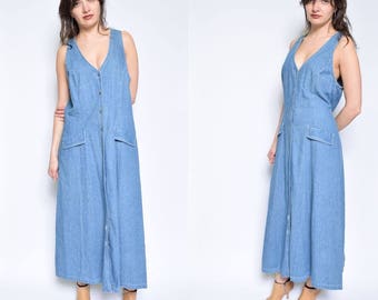 Denim maxi dress | Etsy