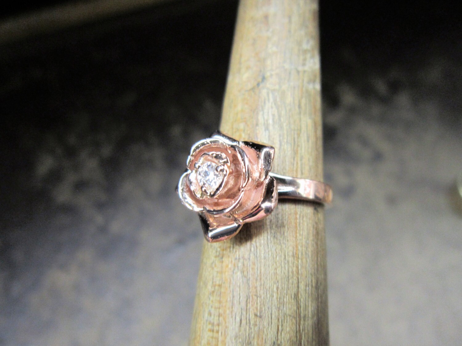 Rose ring with a diamond