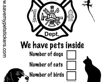Two Emergency Pet Rescue Decals FREE SHIPPING dog decal cat