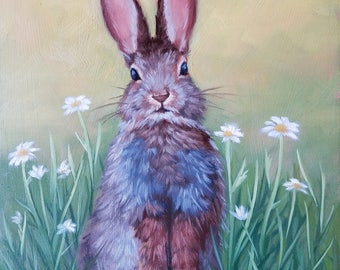 Rabbit oil painting | Etsy