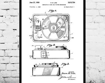 Record player print | Etsy