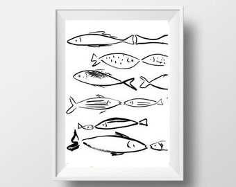 Fish pattern drawing | Etsy