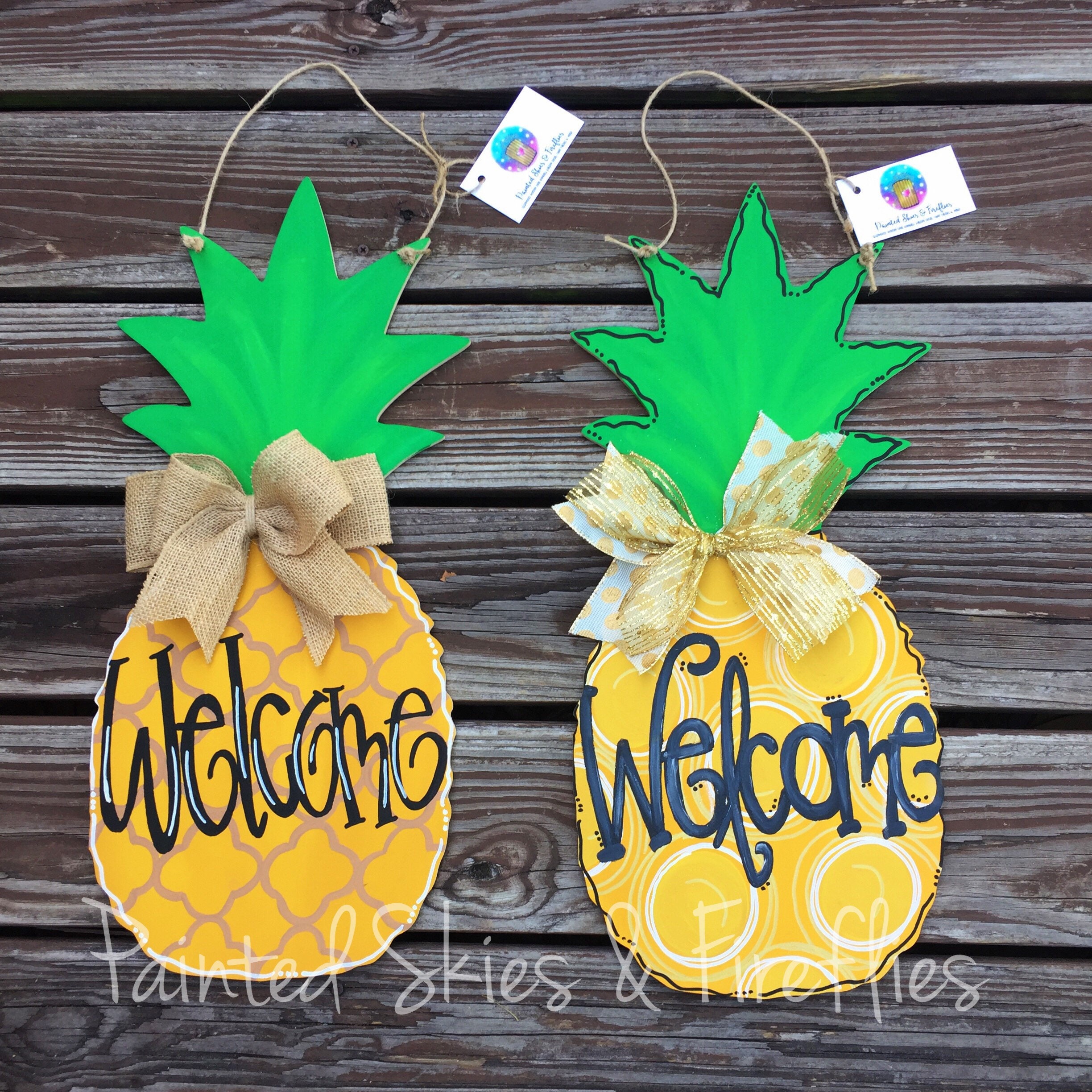 Summer Door Hanger / Pineapple / Wooden Door Hanger / Wreath
