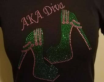 AKA 25 Years Silver Soror Rhinestone T-Shirt. Click on Item