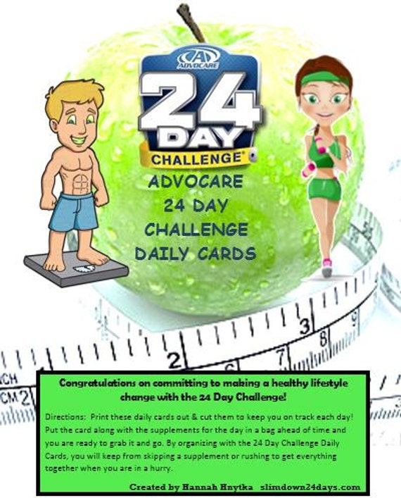 AdvoCare 24 Day Challenge Daily Cards