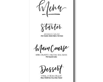 Hand lettered menu | Etsy