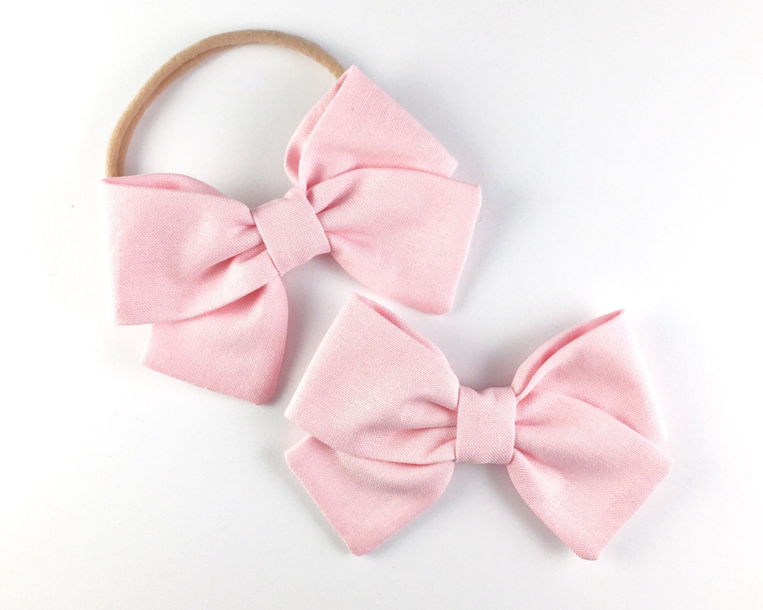 Ballet Pink Bow Baby Toddler Girls Fabric Bow Headband or