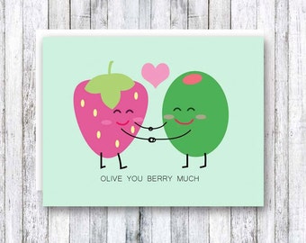 Olive you card | Etsy