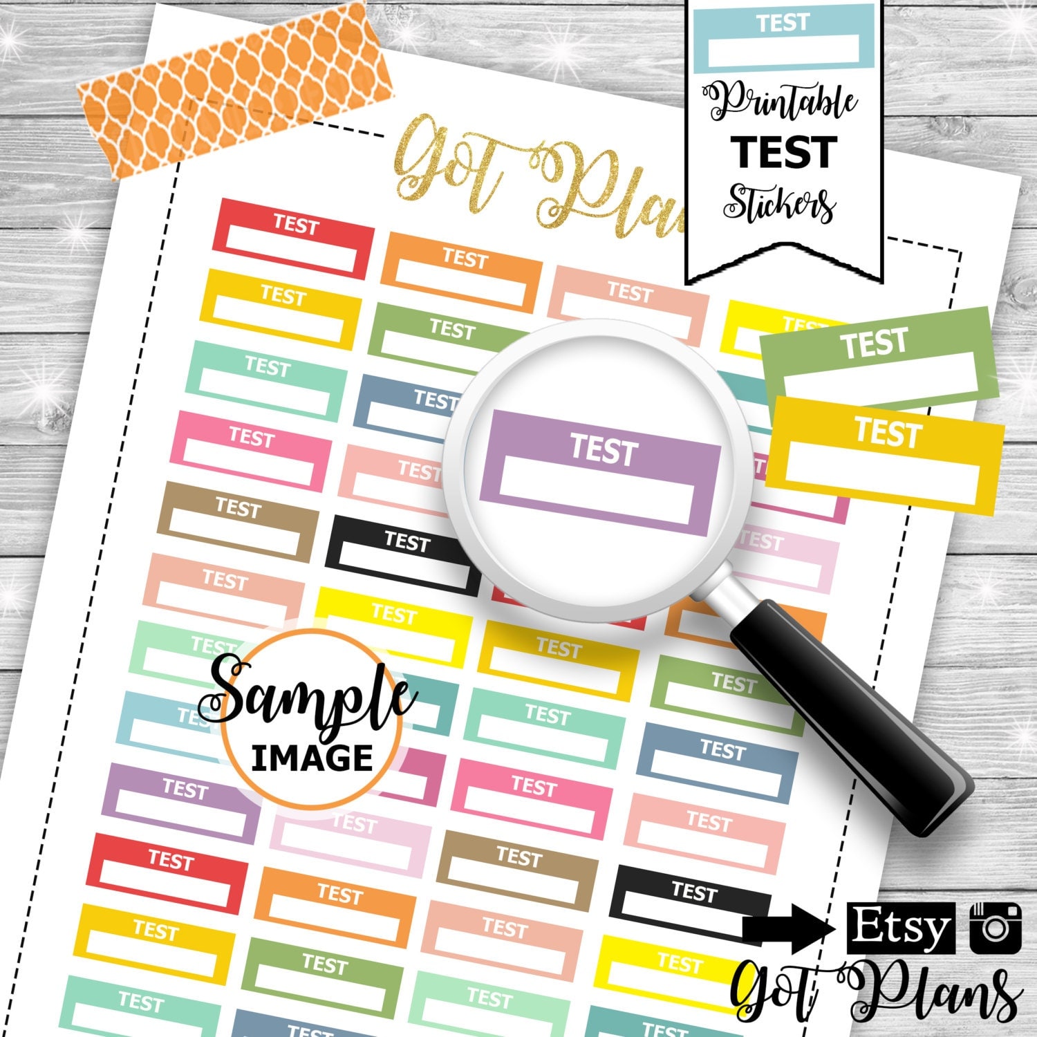 Test Stickers Test Planner Stickers Printable Stickers Test