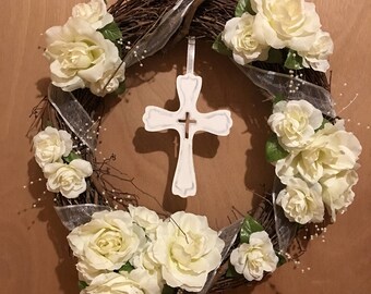 White rose wreath | Etsy