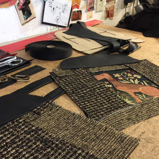 Fabric Leather Collage Art Handbags and Purses by Bizmo on Etsy