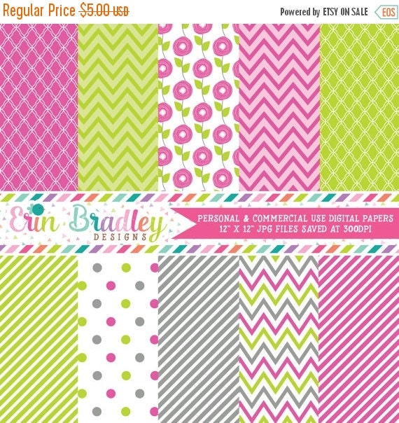 70% OFF SALE Commercial Use Digital Papers by ErinBradleyDesigns