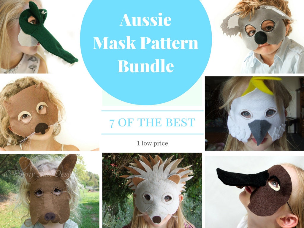 Australian Animal Mask PATTERN collection.