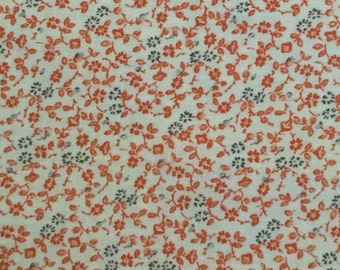 Orange floral fabric | Etsy
