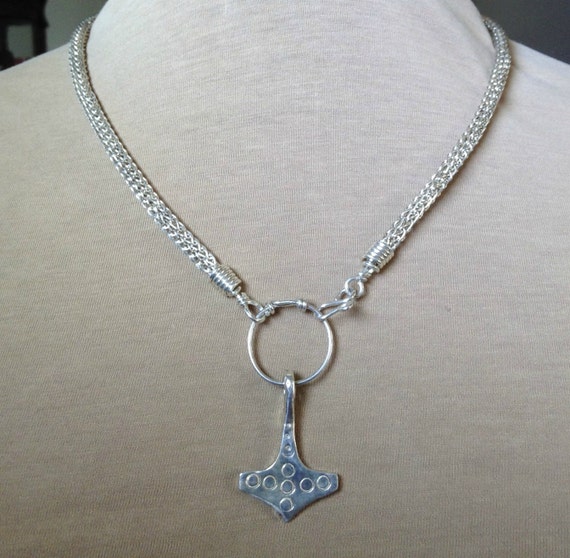 Norwegian Thor's Hammer on a Viking Wire Weaving Necklace | Etsy