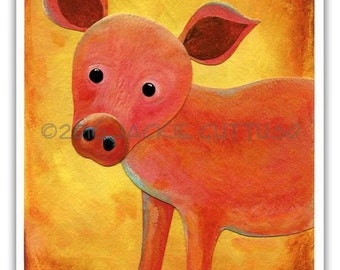 Whimsical pig art | Etsy