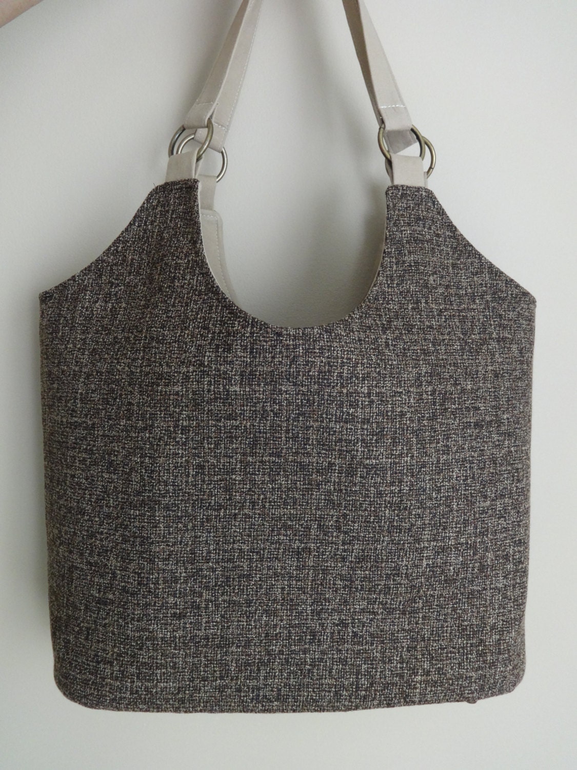 Large brown textured handmade pocketbook purse by Canicarryu