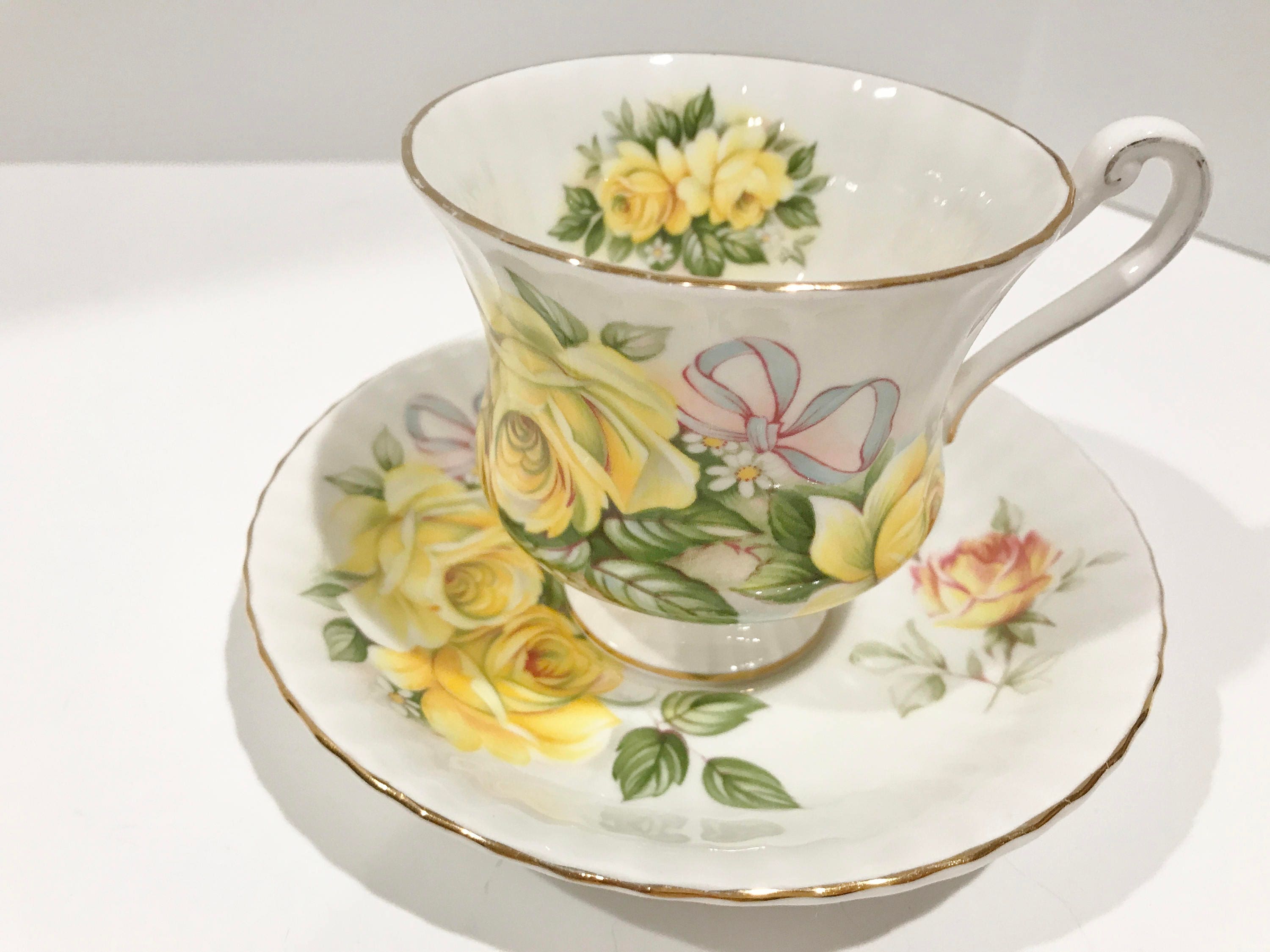 Yellow Rose Tea Cup and Saucer, Royal Standard Tea Cups, English Bone ...