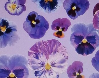 Pansies fabric | Etsy