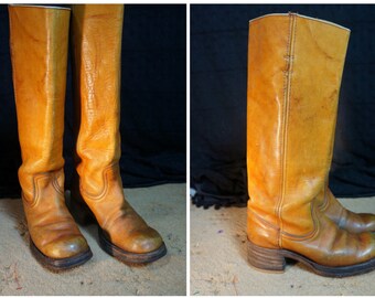 Camel leather boots | Etsy