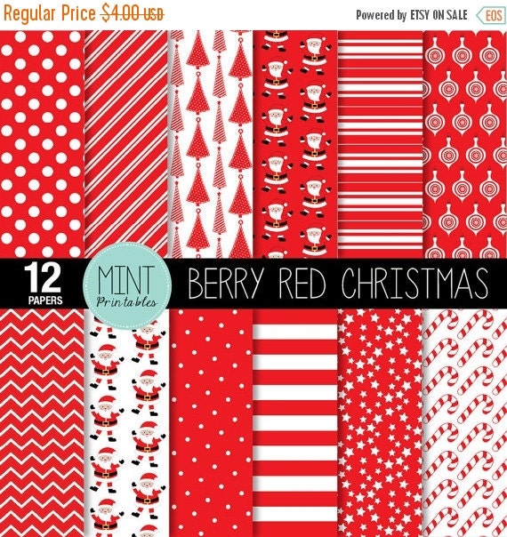 CYBER SALE 50% OFF Christmas Digital Paper by mintprintables
