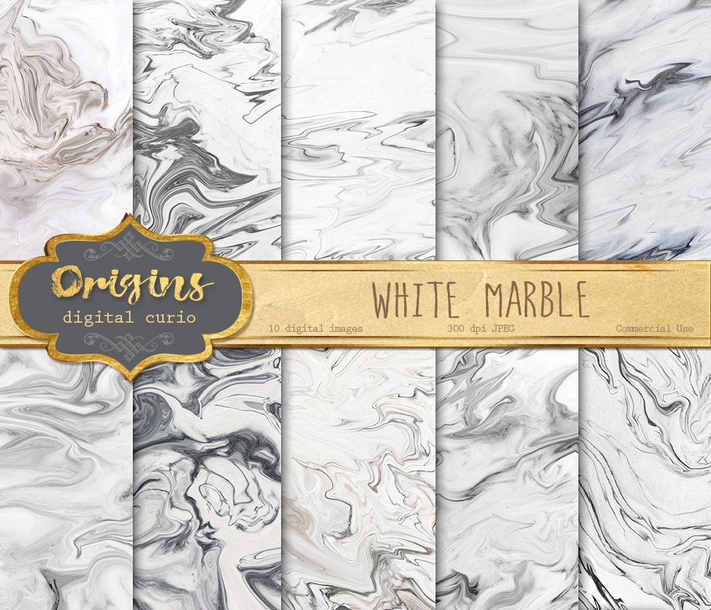 White Marble Digital Paper black and white marble natural