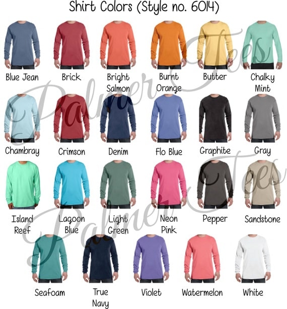 Comfort Colors T Shirts Color Chart