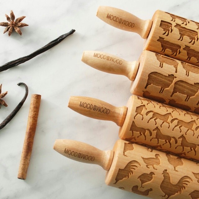 Embossed rolling pins personalized solid wooden by MoodForWood