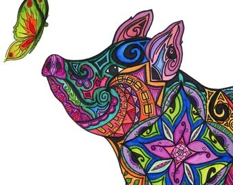 Abstract pig | Etsy