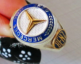 Mercedes silver ring | Etsy