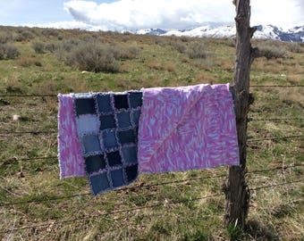 Denim rag quilt tutorial PDF pattern picnic blanket