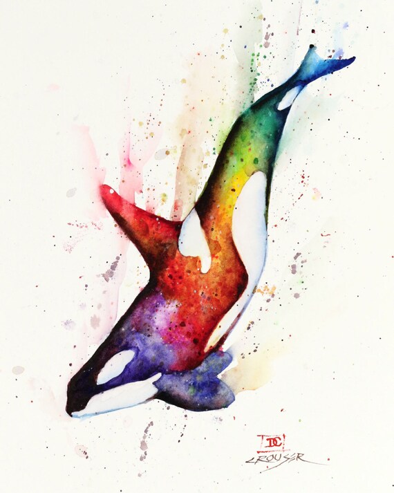 KILLER WHALE Watercolor Orca Print Orca Painting Whale Art