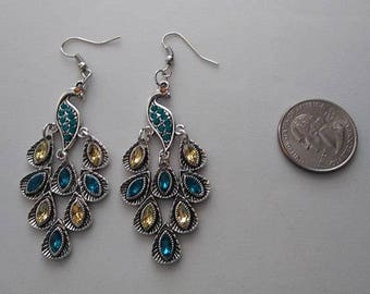 Peacock earrings | Etsy