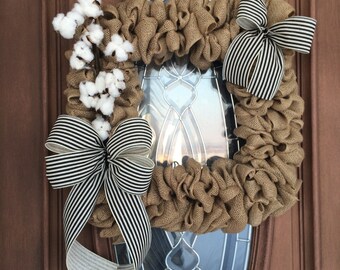 Square burlap wreath | Etsy