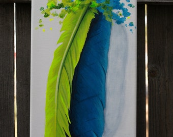 Feather painting | Etsy