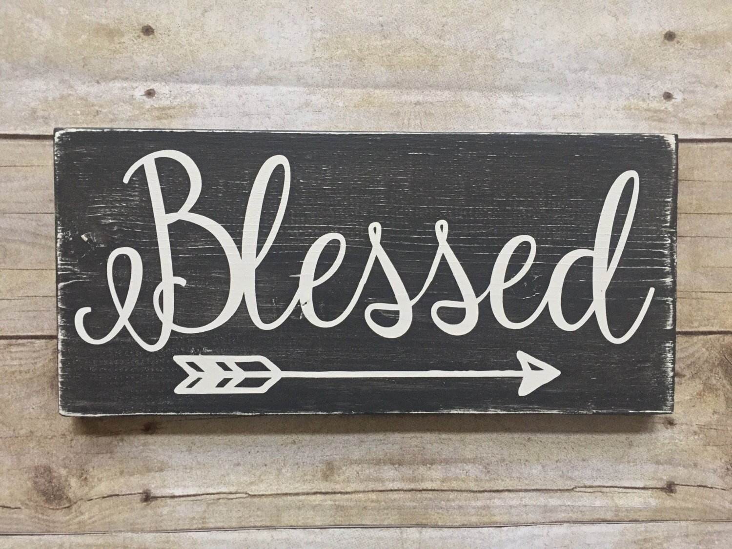 Rustic Distressed Blessed Wood Sign Farmhouse Decor Fixer