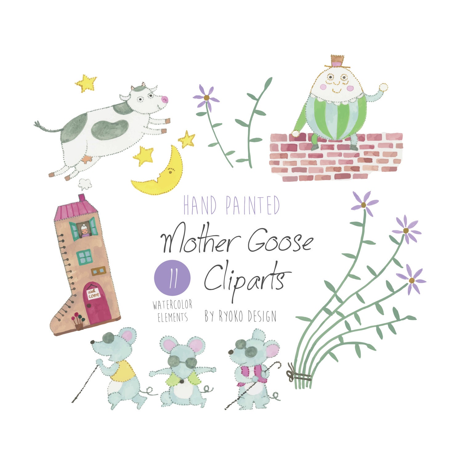 Mother goose clip art nursery rhyme nursery art