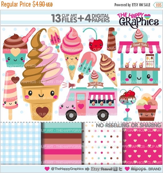 80%OFF BIG SALE Ice Cream Clipart Ice Cream Graphics