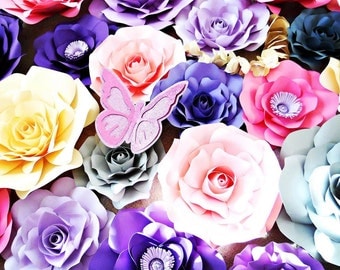 Paper flower template paper flower wall DIY by CatchingColorFlies