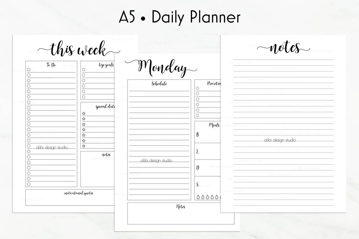 A5 Planner Printables Free