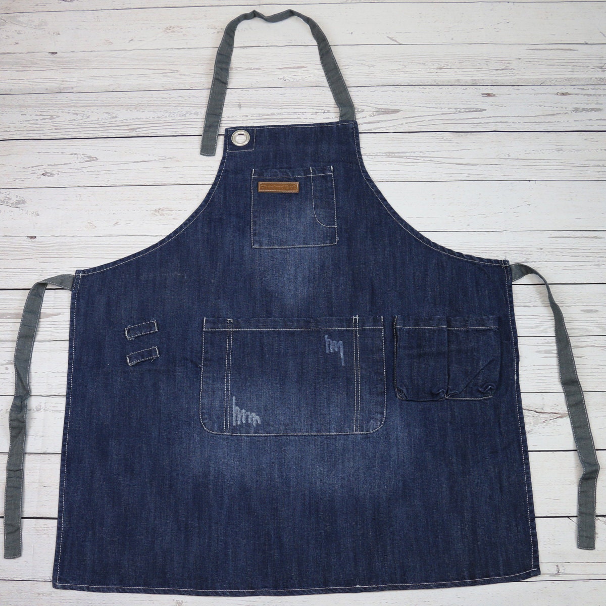 SMART INDIGO Blue Denim Bib Apron Barista Apron Chef Apron