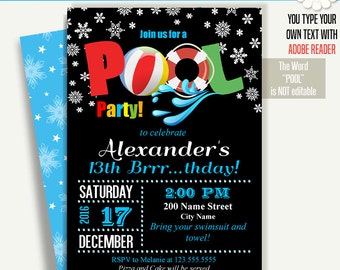 Winter pool party | Etsy