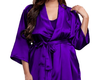 Purple satin robe | Etsy