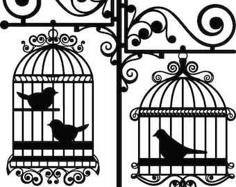 Bird cage clipart | Etsy