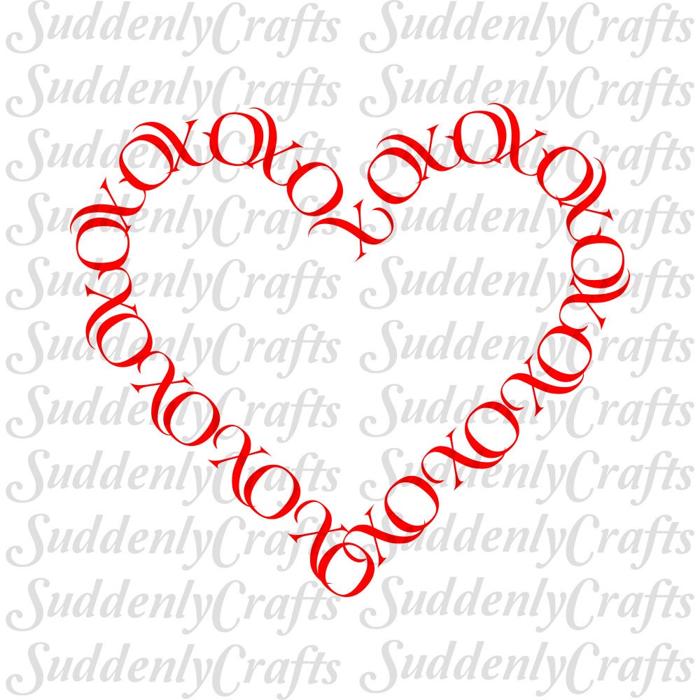Hugs and Kisses Heart Border SVG